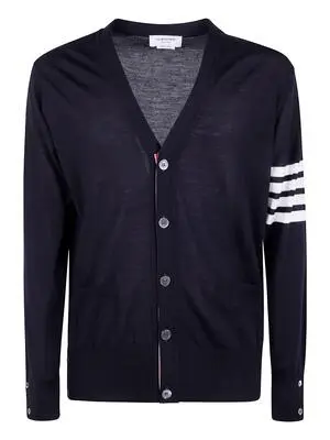 THOM BROWNE Classic V-Neck Cardigan With 4-Bar Stripes