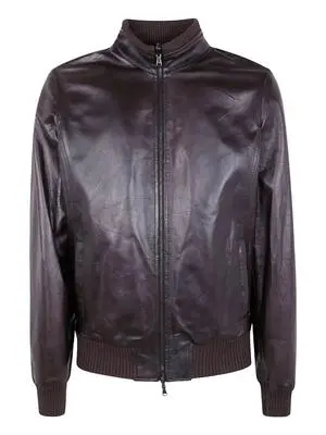 BARBA NAPOLI Fox Reversible Leather Jacket - Brown