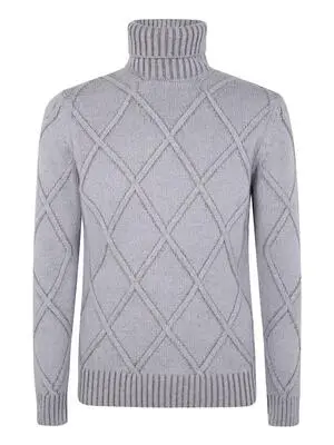 BARBA NAPOLI Turtleneck Embroidered Sweater - Gray