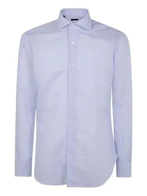 BARBA NAPOLI Classic Cotton Linen Shirt - Blue