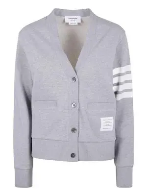 THOM BROWNE THOM BROWNE V-Neck Cardigan With Engineered 4 In Classic Loopback