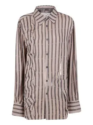 ZIGGY CHEN Striped Wave-shaped Shirt - Multi