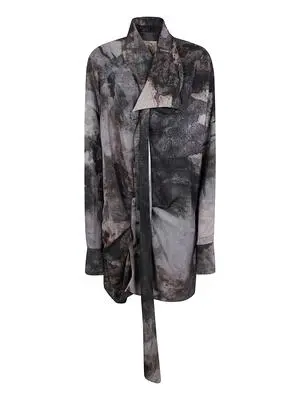 ZIGGY CHEN Digital Print Asymmetric Scarf Shirt - Multi