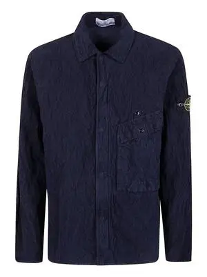 Stone Island Wrinkled Corduroy 500 Tc Garment Dyed' Shirts - Blue