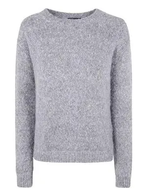 ANNECLAIRE Cotton Blend Crewneck Sweater - Gray