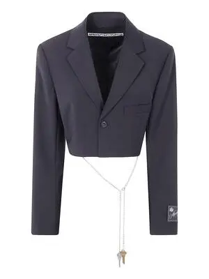 Alexander Wang Cropped Blazer With Chain - Black