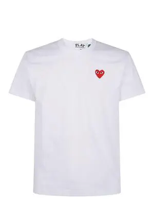 Play Comme Des Garcon Red Emblem Heart T-shirt - White