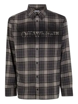 Off White Spray Book Check' Flannel Shirt - Gray