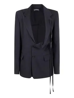 ANN DEMEULEMEESTER Disa Light Asymmetric Deconstructed Jacket - Black