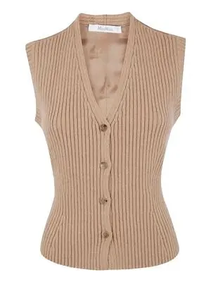 Max Mara Madre Knit Waistcoat - Brown