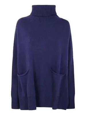MA`RY`YA Poncho High Neck Mix Cash - Blue