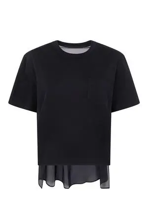 Sacai Nylon Twill Mix Cotton Jersey T-shirt - Black