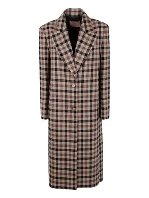 TWINSET Classic Check Coat - Brown