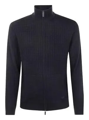 Emporio Armani Full Zip Turtleneck Sweater - Black