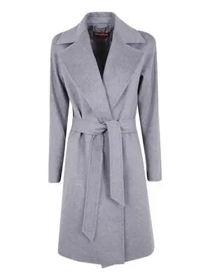 Max Mara Dravenna Belted Virgin Wool Coat - Gray