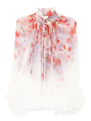 Zimmermann Crush Smock Blouse - Red