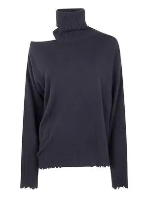 UMA WANG High Neck Cashmere Top - Black
