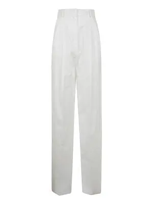Max Mara Leone Pences Cotton Trousers - White