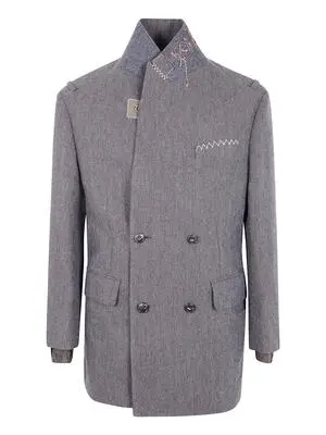 Kolor Jacket 02 Split Double Breast Coat - Gray