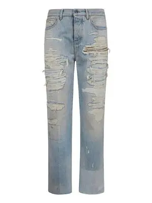 Amiri Repaired Boot Cut Jeans - Blue