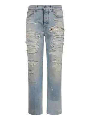 Amiri Repaired Boot Cut Jeans - Blue