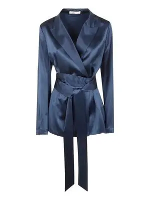 JOSEPH Archer Silk Satin Jacket - Blue