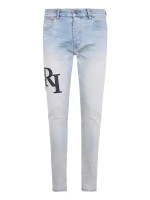 Amiri Staggered Logo Skinny Jeans - Blue