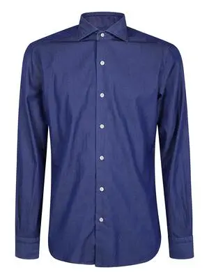 BARBA NAPOLI Dark Denim Shirt - Blue