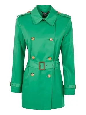 Ralph Lauren Double Breasted Belted Trench Coat - Blue