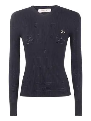 TWINSET Long Sleeve Sweater - Black