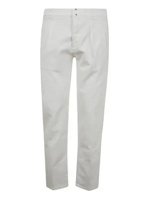 INCOTEX BLUE DIVISION Solid Ppt Stretch Trousers - White