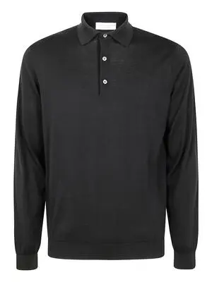 FILIPPO DE LAURENTIIS Long Sleeves Polo Shirt - Black