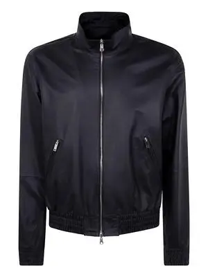 DESA 1972 Leather Reversible Bomber Jacket - Black