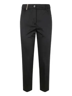 Peserico Light Cotton Satin Stretch Trousers - Black