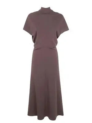 DRHOPE Bias Cut Midi Dress - Brown
