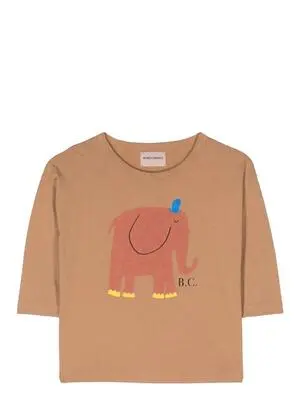 BOBO CHOSES Elephant Long Sleeve T-shirt - Brown