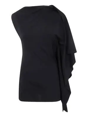 Max Mara Milan Stretch Asymmetrical "fiorella" Top - Black