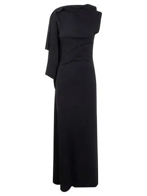 Max Mara Long Asymmetrical 'nicchia' Dress - Black