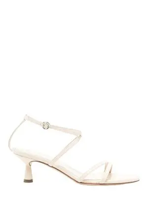 AeydĒ Maeve Nappa Leather Kitten Heel Sandal - Beige