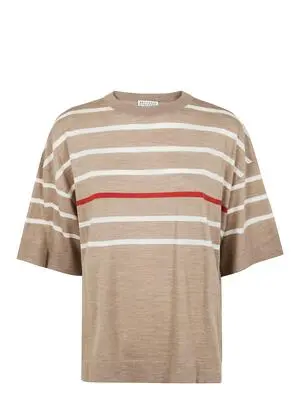 Brunello Cucinelli Round Neck Short Sleeve Sweater - Brown
