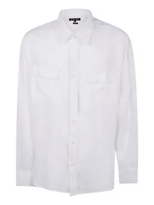 Michael Kors Long Sleeves Linen 2 Pockets Over Shirt - White
