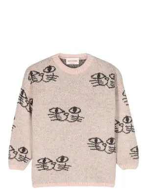 BOBO CHOSES Smiling Cat Jacquard Jumper - Pink