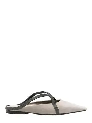 Brunello Cucinelli Flat Square Pointed Ballerinas - Gray