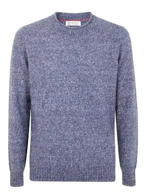 Brunello Cucinelli Round Neck Pullover Sweater - Blue