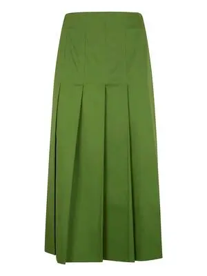 DRHOPE Pleated Cotton Twill Skirt - Green