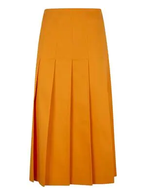 DRHOPE Pleated Cotton Twill Skirt - Yellow