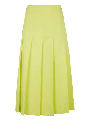 DRHOPE Pleated Cotton Twill Skirt - Yellow