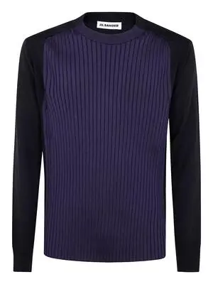 JIL SANDER Ribbed Virgin Wool Jumper - Blue