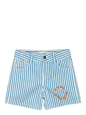 BOBO CHOSES Circle Stripes Woven Shorts - Blue