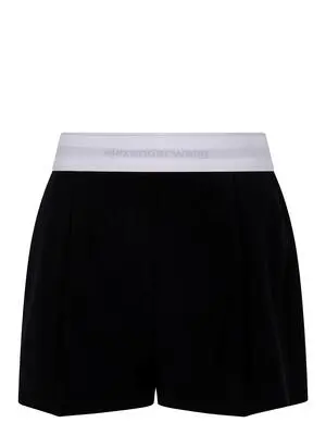 Alexander Wang High Waisted Pleated Shorts With Logo Elastic - Black